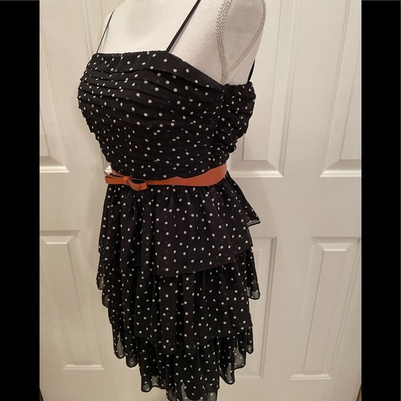 BONGO | Dresses | Bongo Dress Party Blackwhite Tiered Polka Dot Design ...